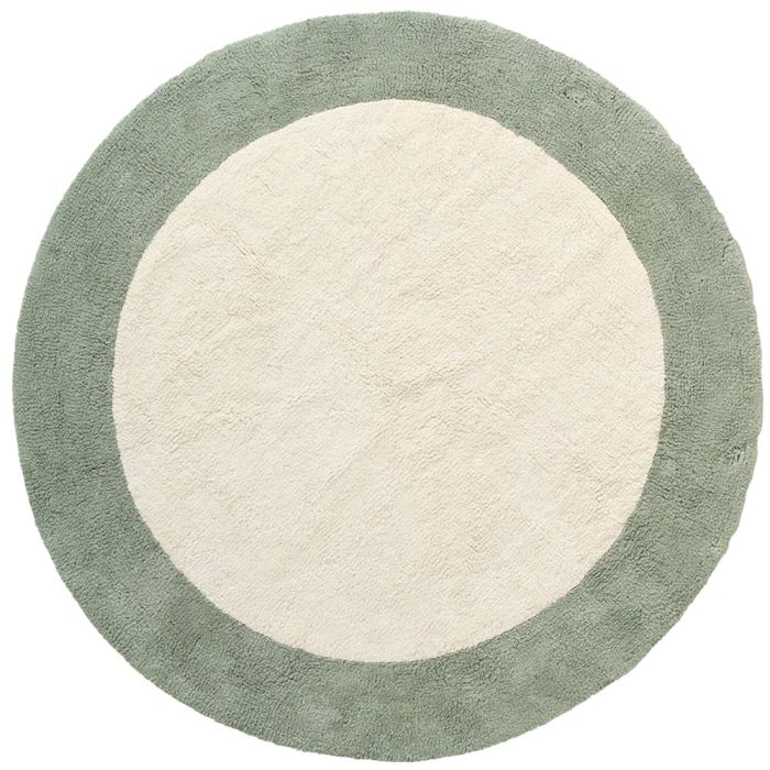 Rond Vloerkleed Off-white & Groen ⌀110 cm ️ Petite Amélie